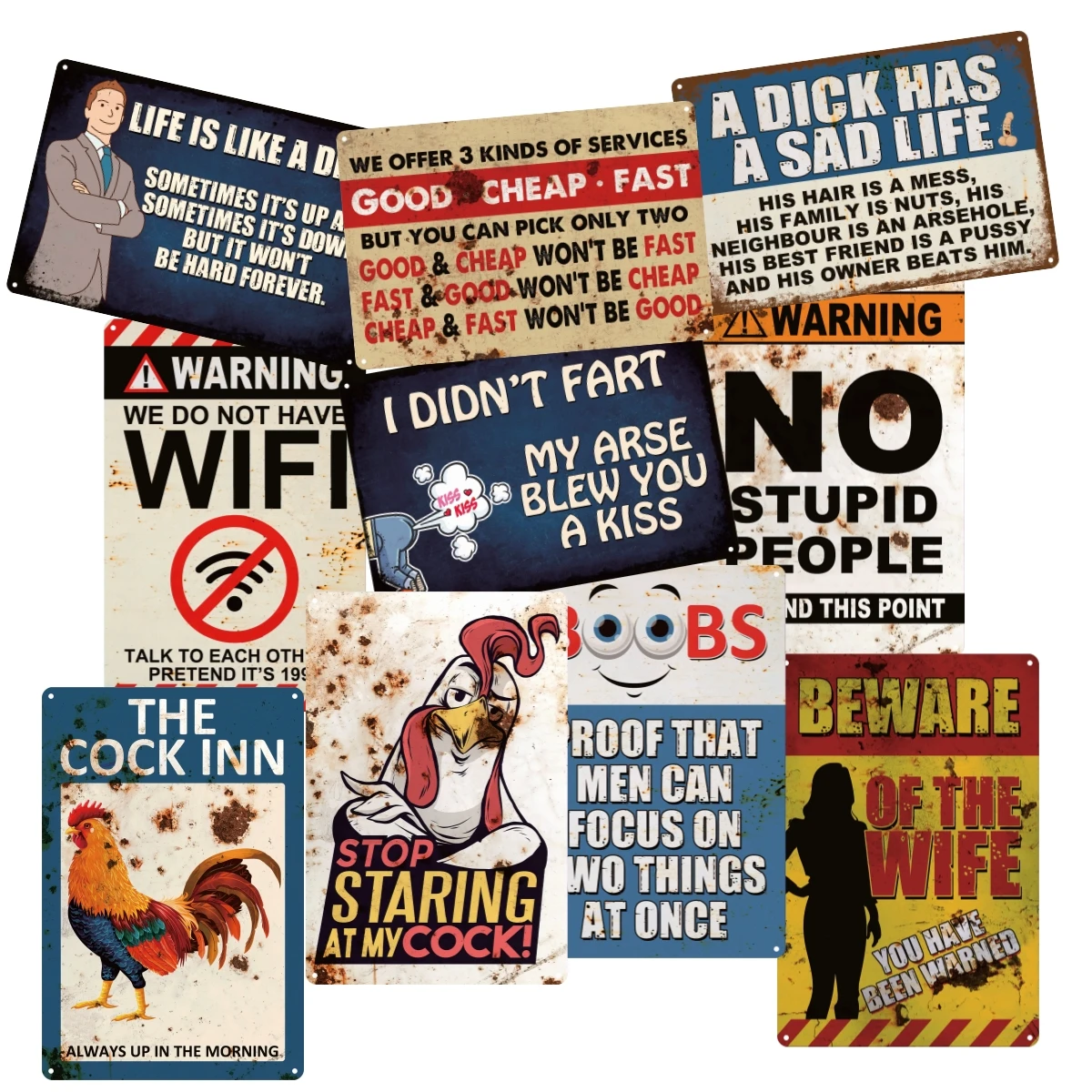 Beware of the Wife Wholesale Funny Metal Tin Signs Riff Raff Warning ...