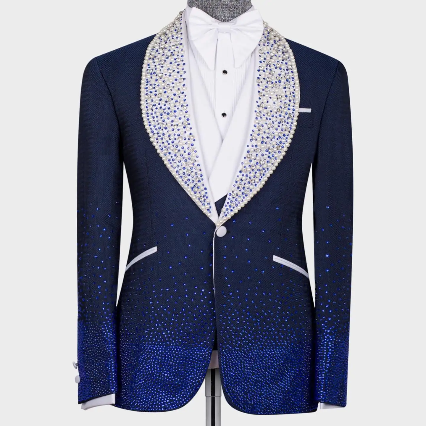 Custom Rhinestone Shining Wedding Suit For Men Formal Groom Luxury Prom ...