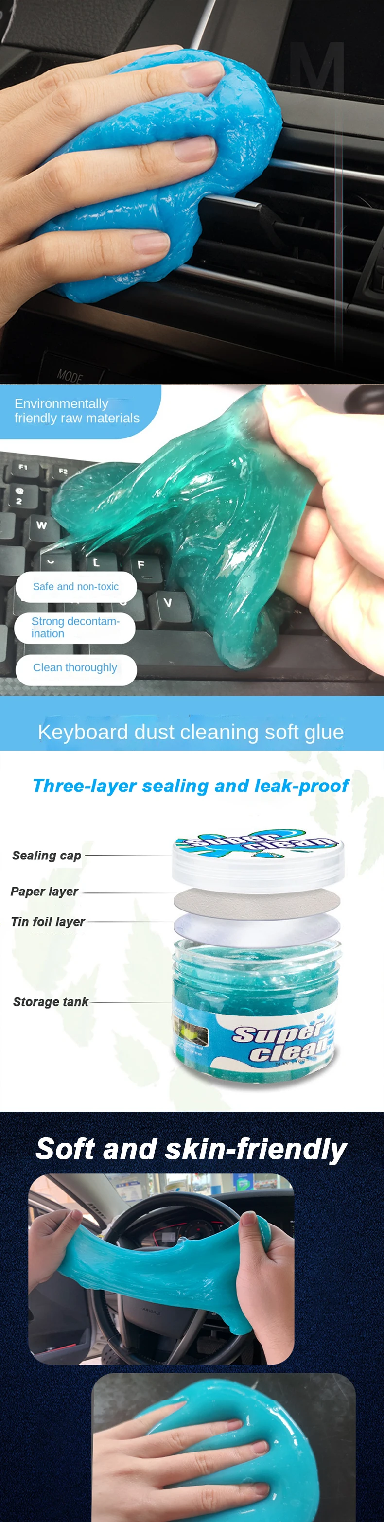 Car Computer Keyboard Cleaning Gel Multi-function Dust Cleaning Tool ...