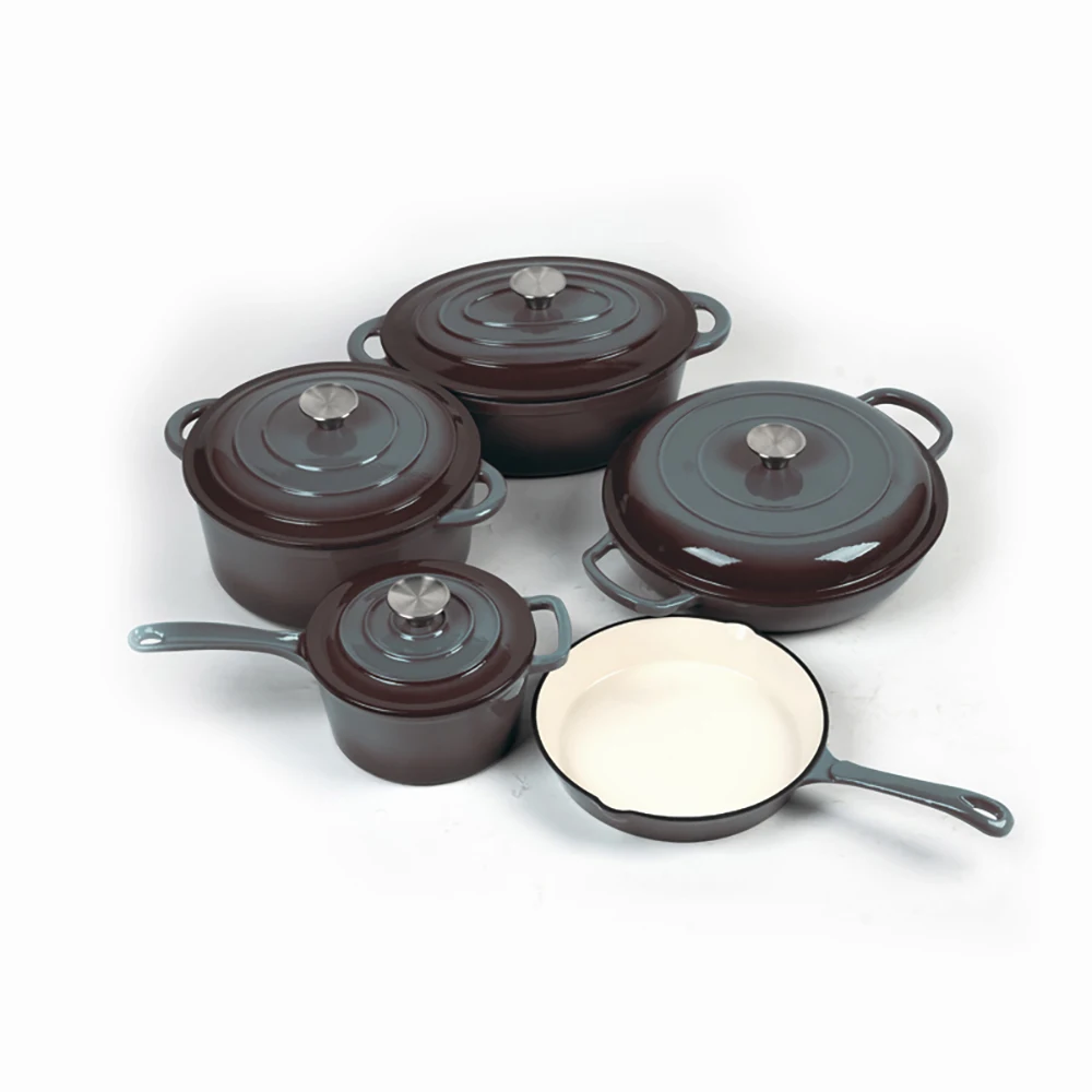 Dutch Oven Cast Iron Cookware Pot Set 7 Piece Set With Wooden Box - Buy ...