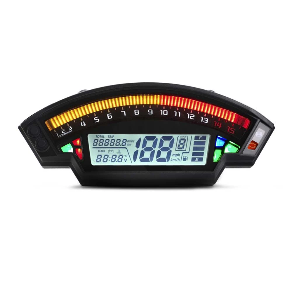 Motoqueen LCD Digital Speedometer - 14000 RPM Motorcycle Odometer