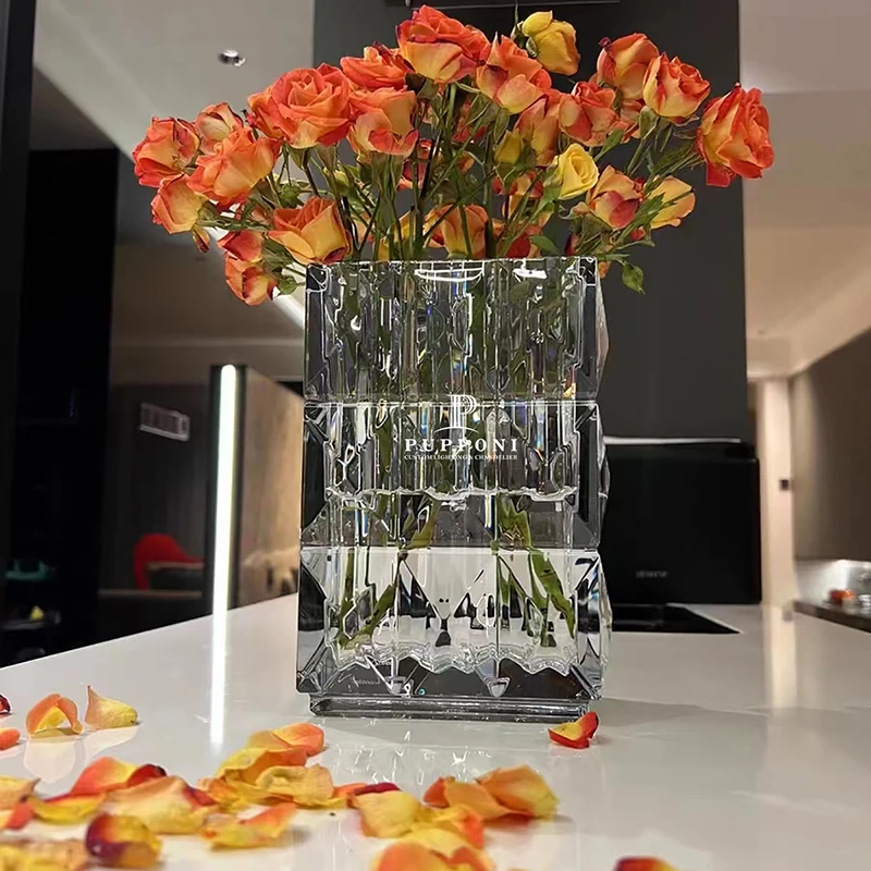 Wholesale Multiple Colors Ribbed Flower Crystal Table Vase For Home ...