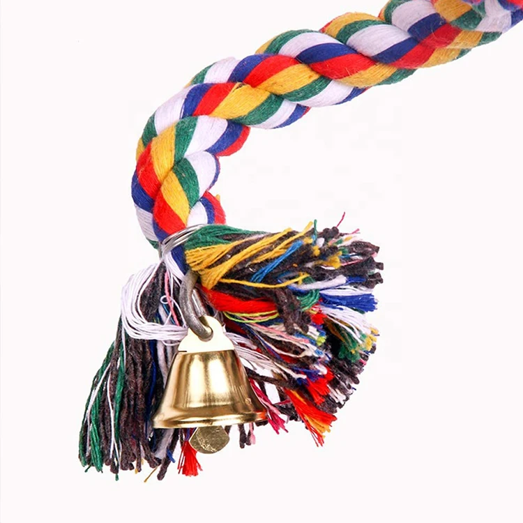 Parrot Rope Perch Cotton Rope Bird Perch With Bell Climbing Stand Bar ...