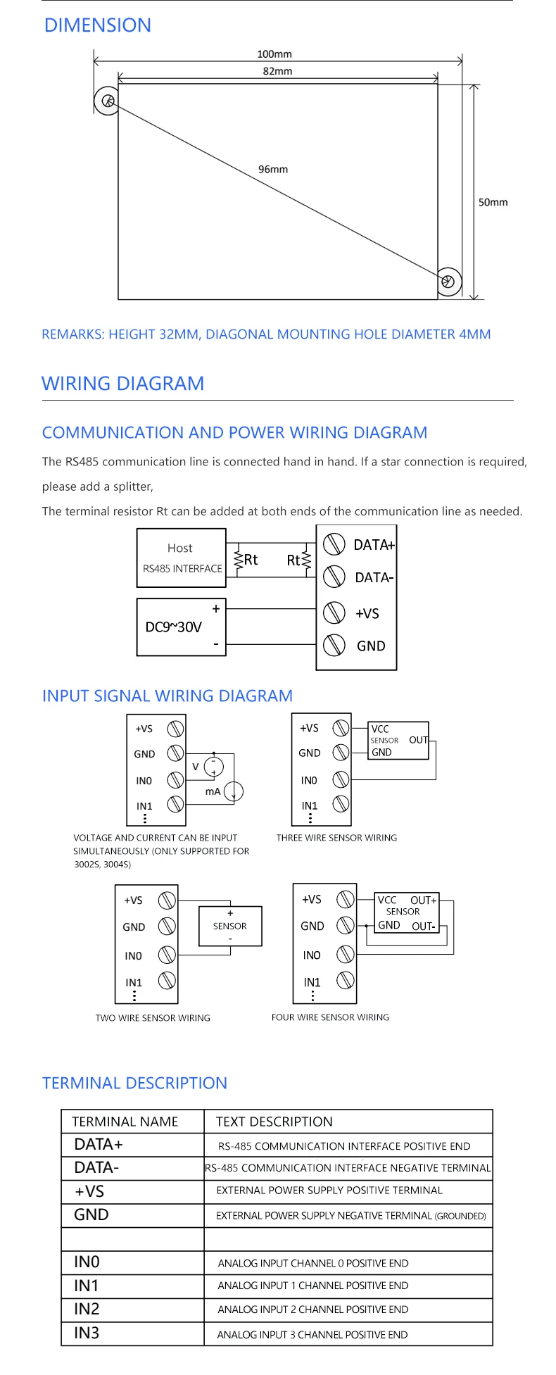 Current/Voltage Input Analog Acquisition Module Single Ended Unipolar Analog signal Acquisition ...