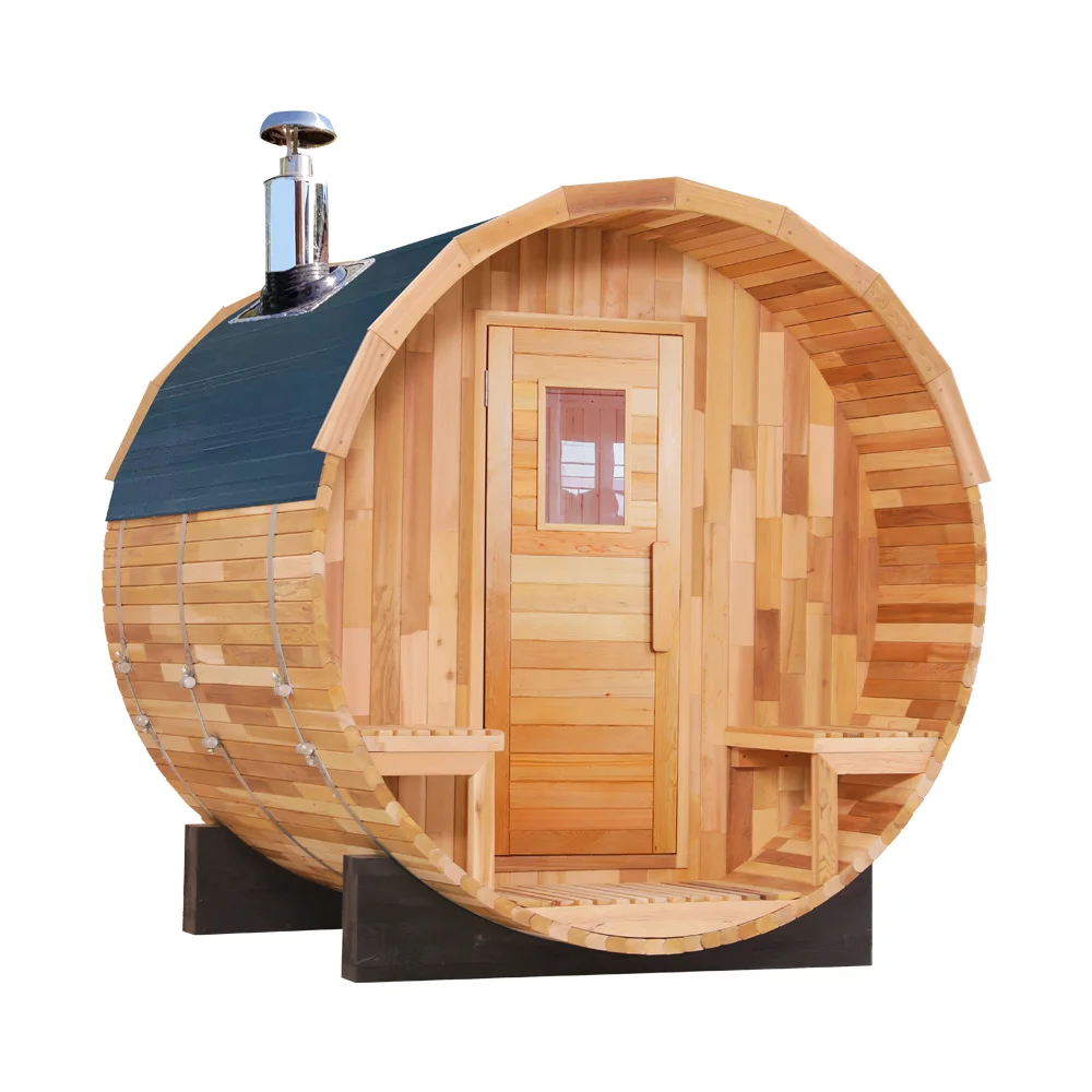 Outdoor 6 Person Custom Hemlock/red Cedar Barrel Sauna Room With Wood ...