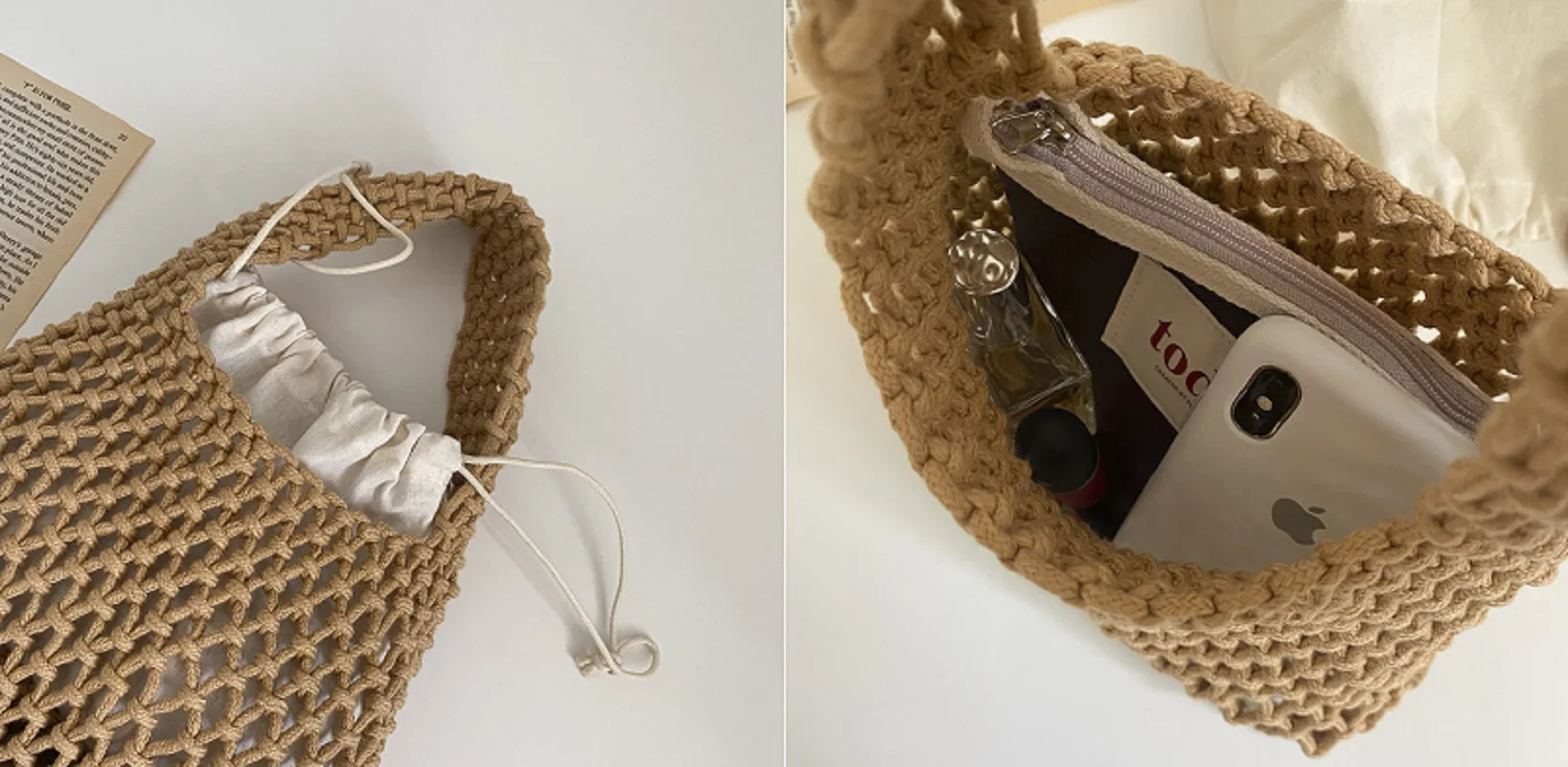 Fashionable Cotton Rope Woven Macrame Mesh Net Beach Bag Handmade ...