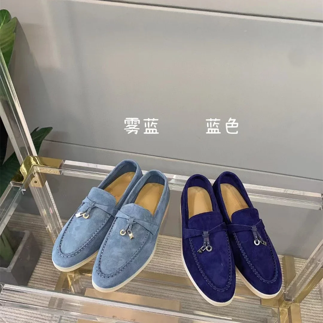 High-quality Lp Cowhide Loafers Women's Leather Suede Summer Walking ...