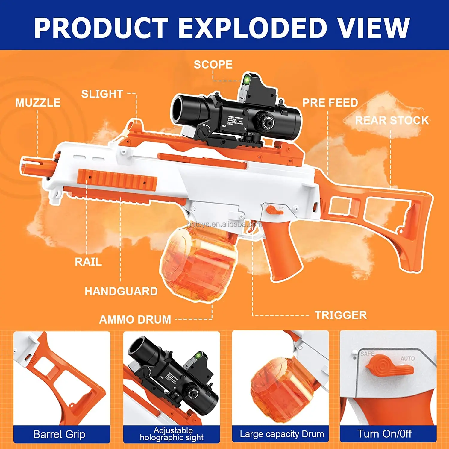 Large Splat Blaster Gun Toy Big Splat Blaster High Speed Automatic ...