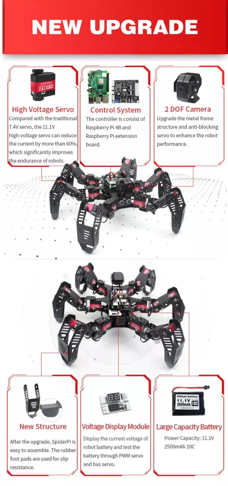 Hiwonder Spiderpi - STEAM Programming Hexapod Robot