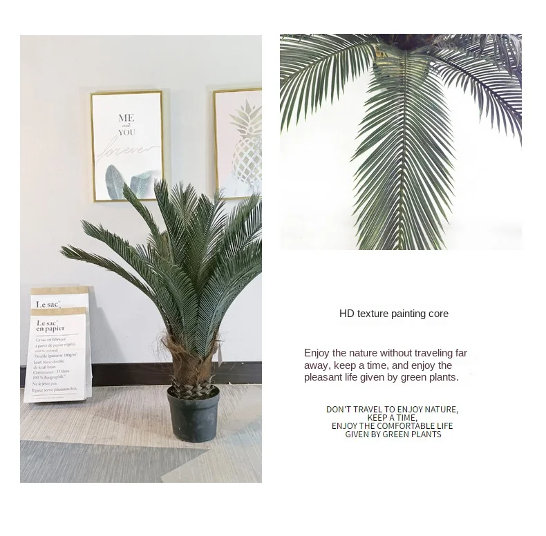 Tropical Artificial Sago Cycas Palm Tree Plastic Silk Fake Cycads Plant ...