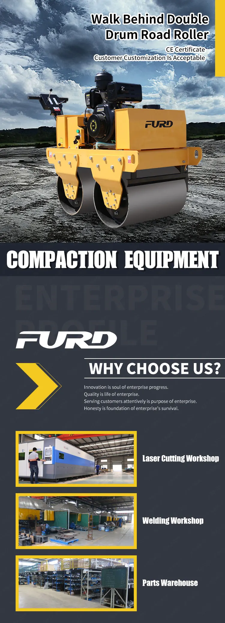 Mini Road Roller Compactor Self-propelled Vibratory Road Roller 550kgs ...