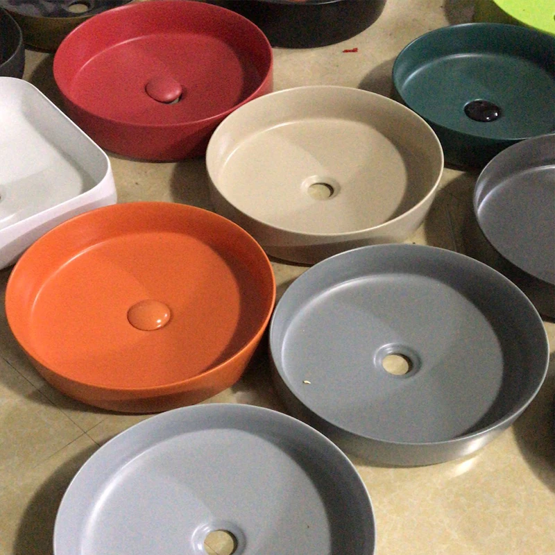 Vessel Partition Sink Circular Wash Basin Flower Vase Lavatory Ce ...