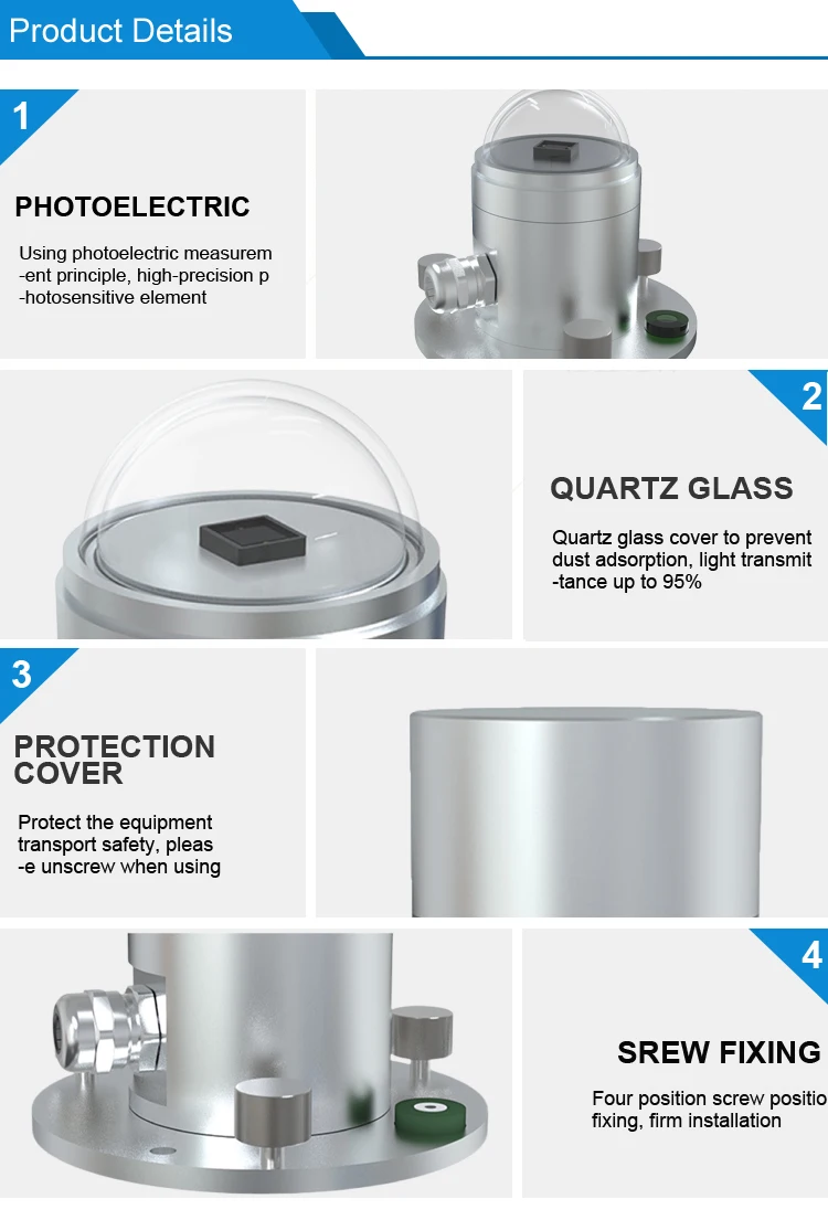 Rs485 4-20ma Modbus Solar Radiation Meter Sensor Detect Pyranometer ...