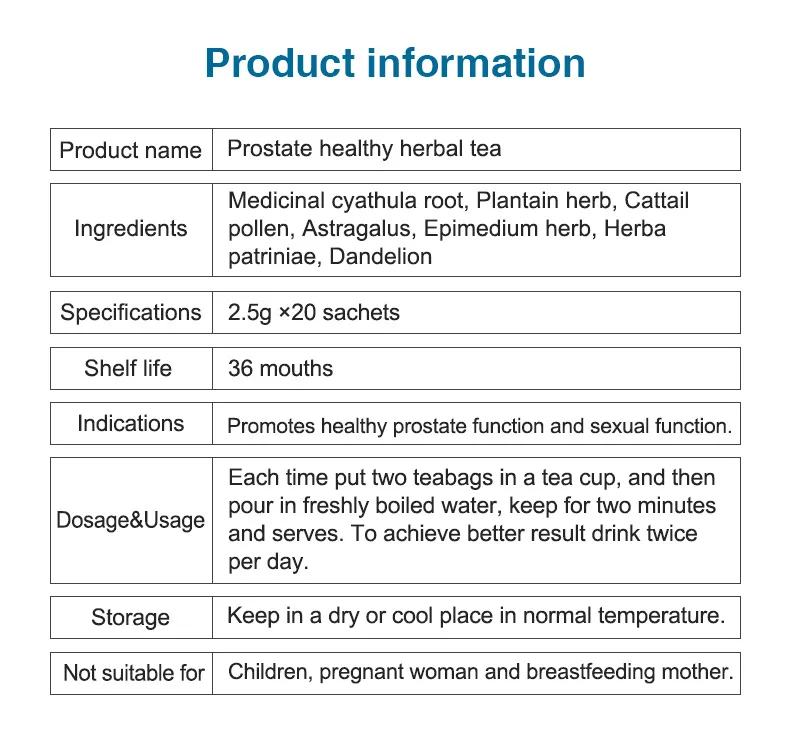 Customized Logo Prostate Healthy Tea Natural Organic Herbal Man Health