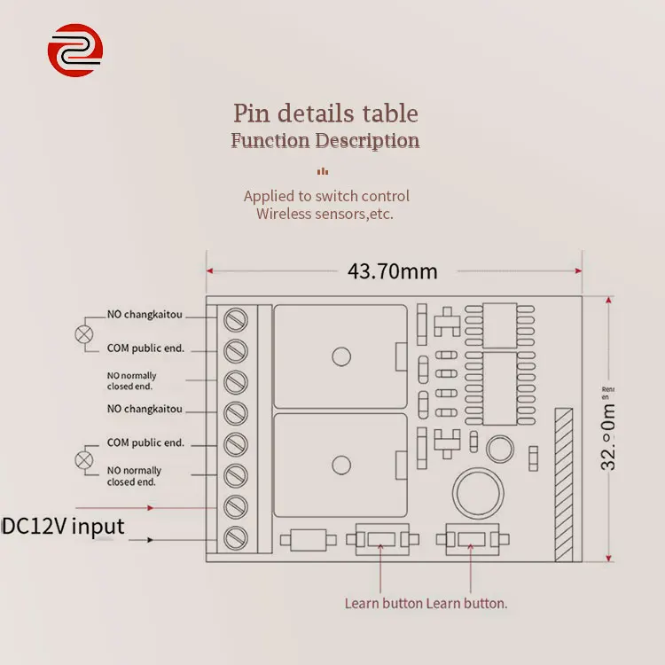 Universal 2-Channel RF Remote Control Transmitter with Receiver Module ...