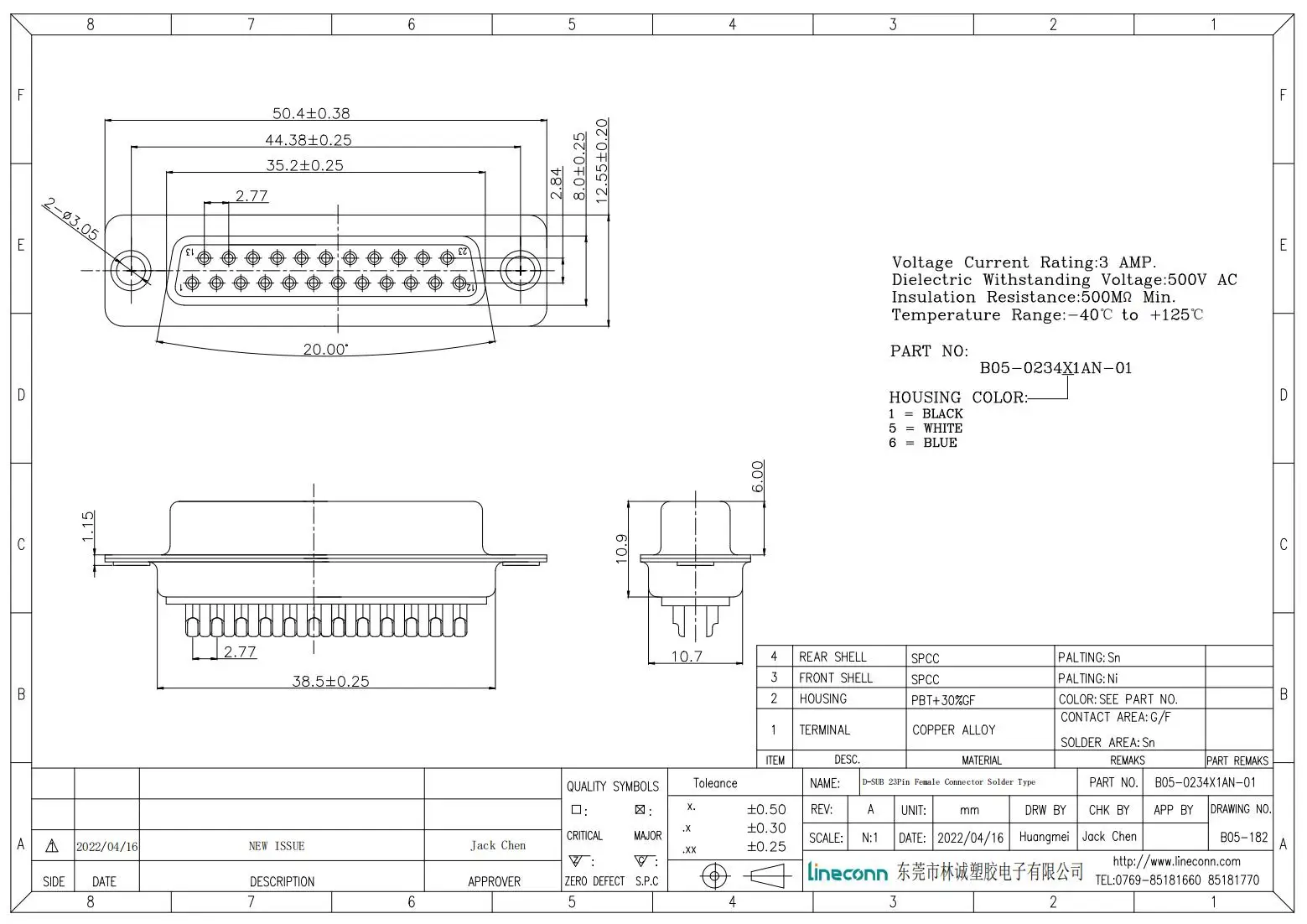 D-sub 23pin Female Solder For Cable,D-sub 23pin Socket,Db 23p Female ...