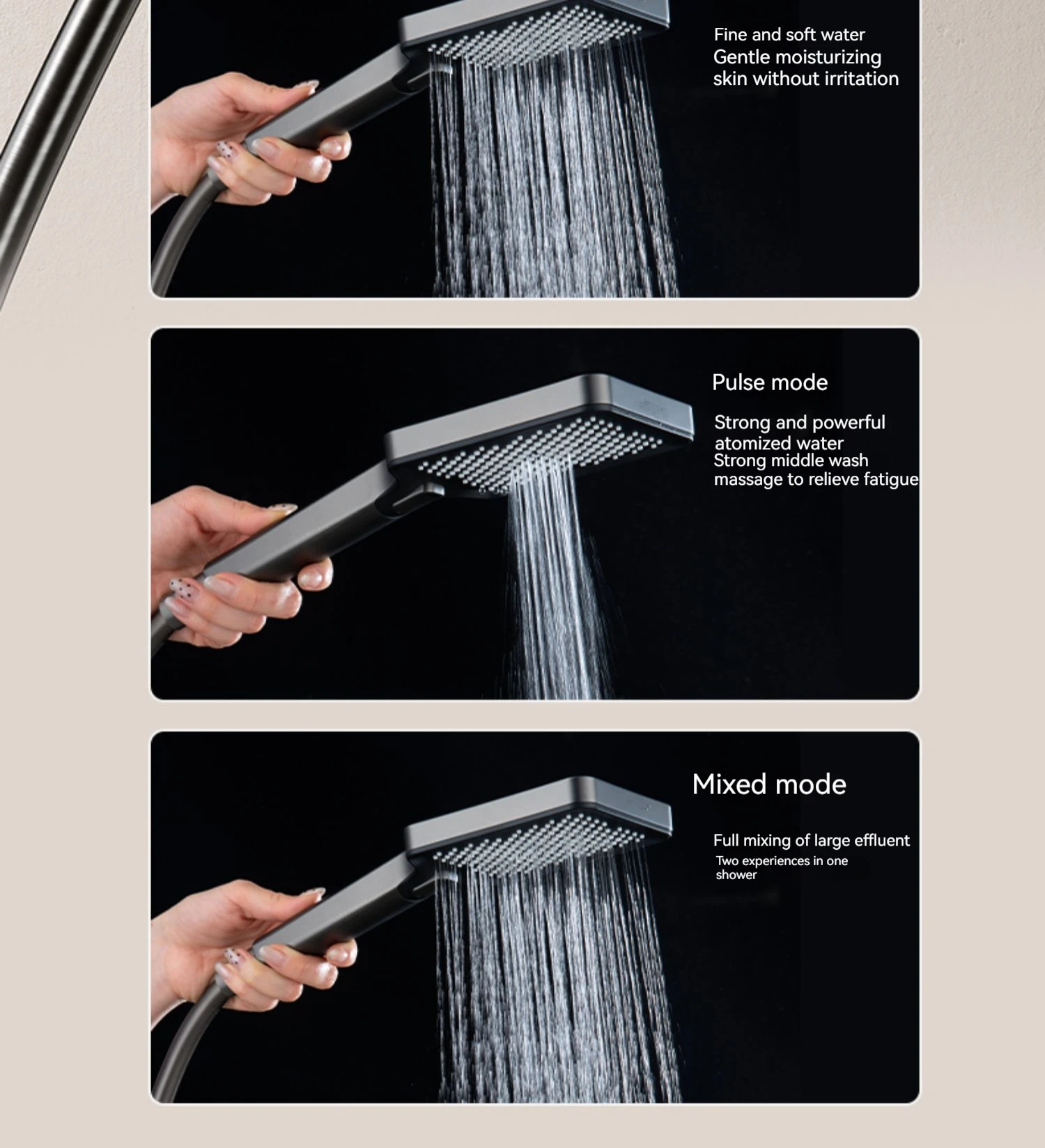 Adjustable Square Thermostatic Bathroom LED Digital System