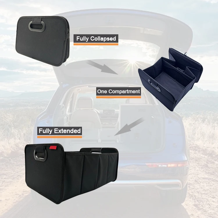 Custom Versatile 2-Compartment Portable Trunk Organizer Foldable ...