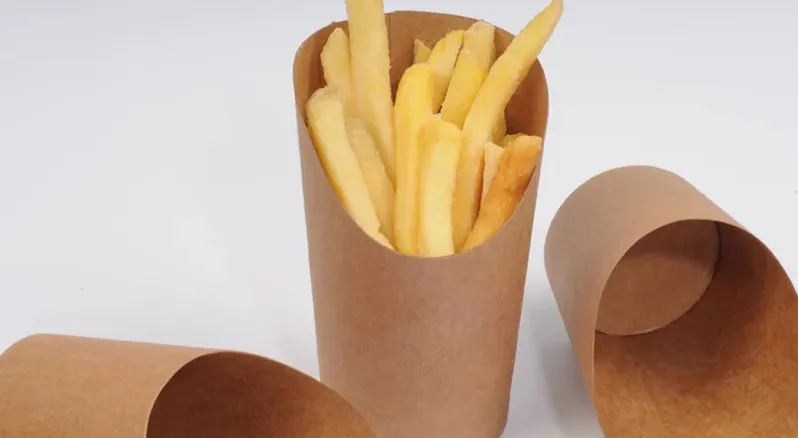 Disposable Custom Print White French Fries Cup Kraft Paper French Fries ...