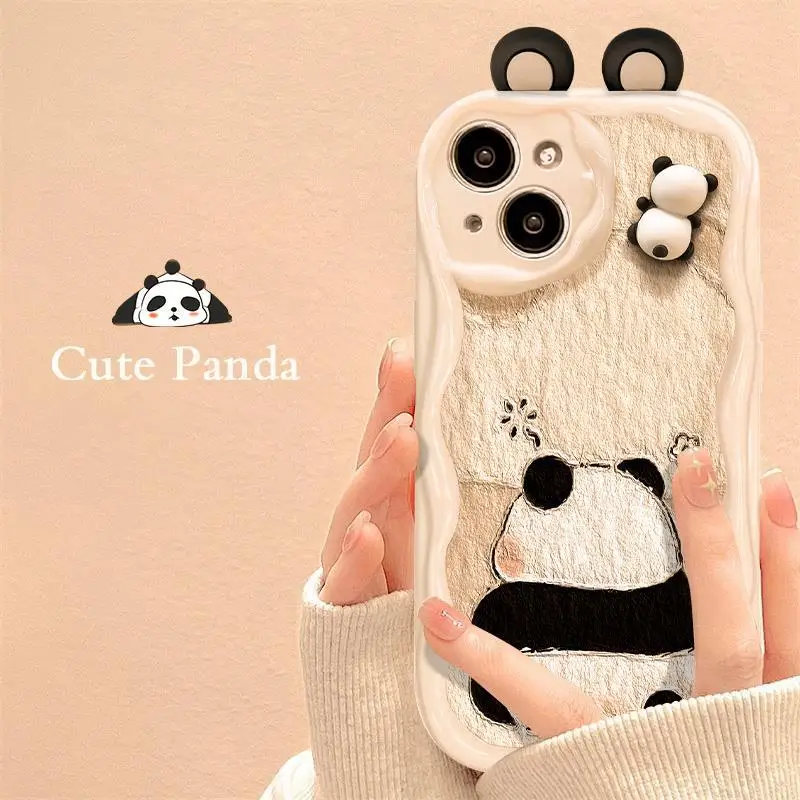 Cute Panda Doll Design Silicone Mobile Phone Cover Case