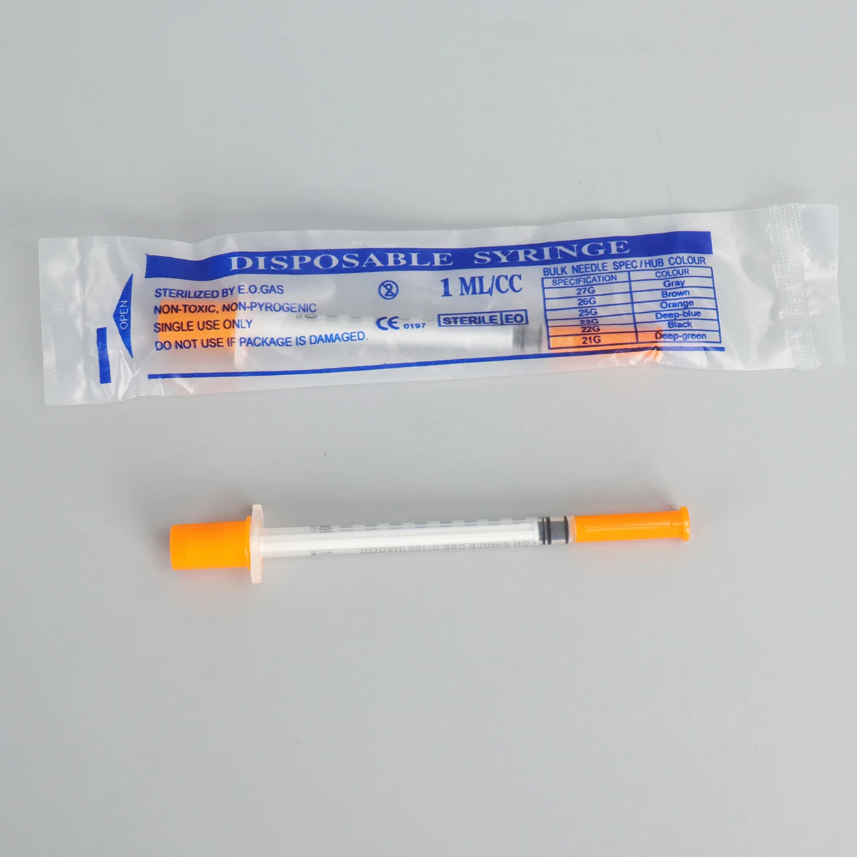 Disposable Orange Insulin Syringe with Needle - 1ml, CE Certified ...