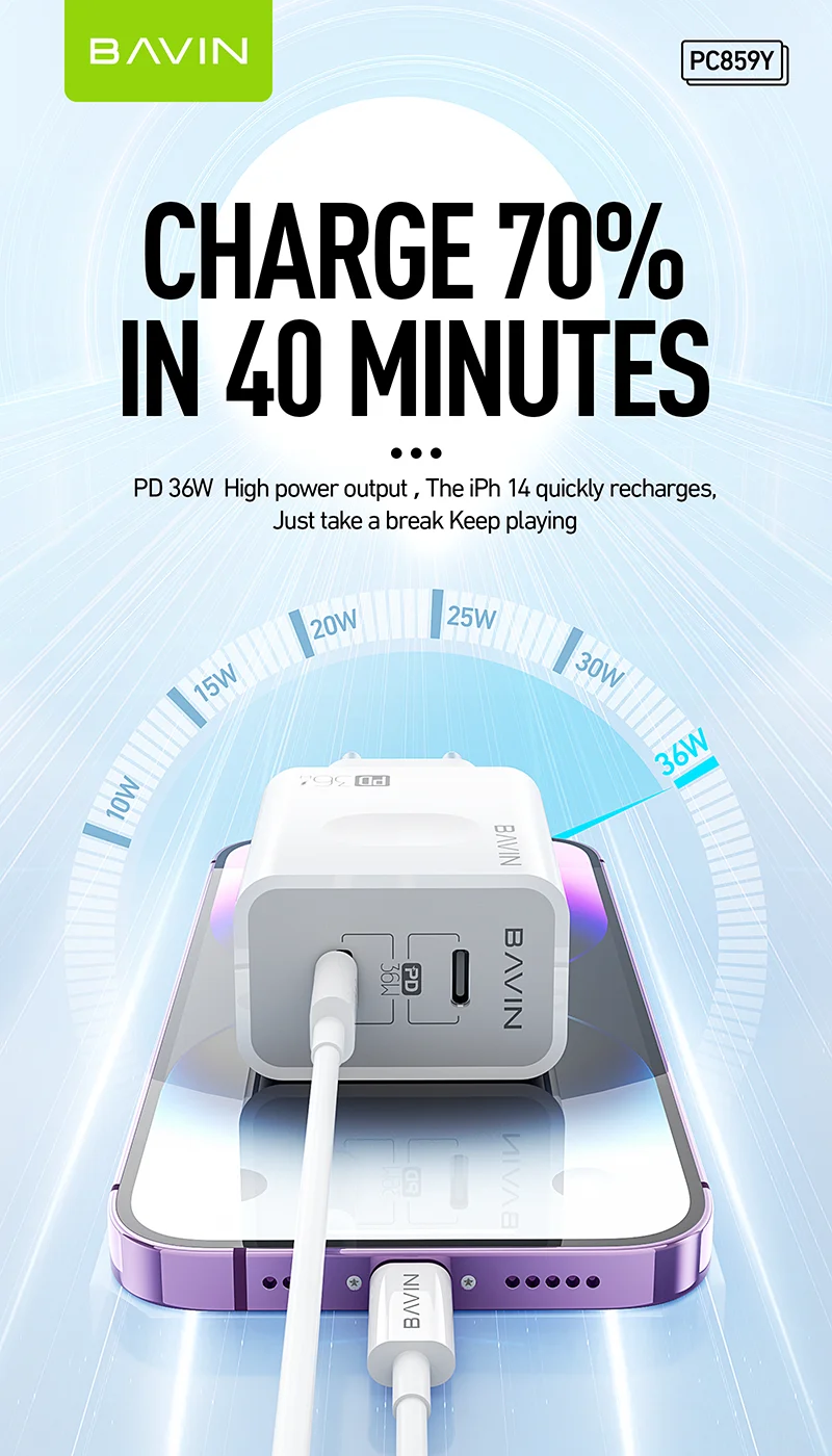 BAVIN PD 36W Dual Port Charger - Fast & Reliable Charging