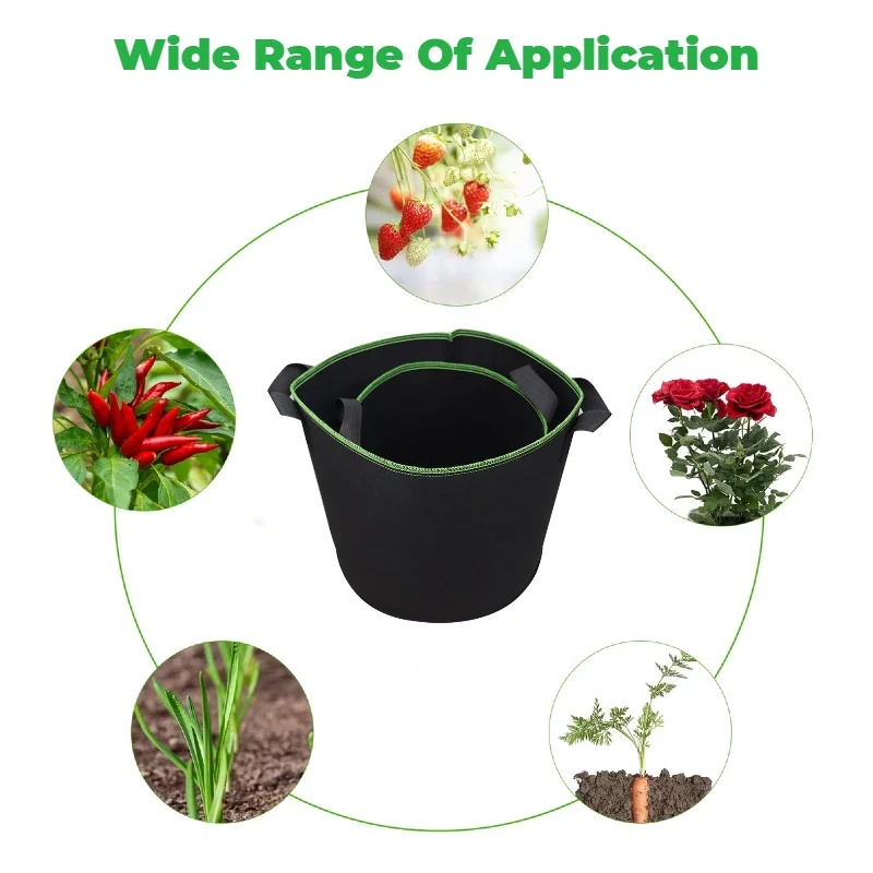 1/3/5/7/10/15/20/25/30/40/50 Gallon Home Garden Root Grow Pots Felt ...