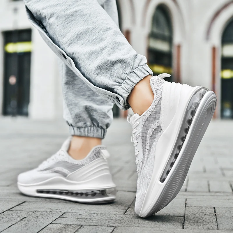 Men's Fashion Sneakers Air Cushion White Anti-slip Walking Style Shoes ...