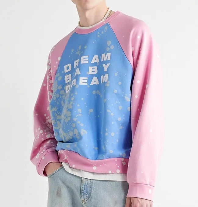 Custom Splattered Bleach Paint Oversized Streetwear Hand Dyed Two Tone ...