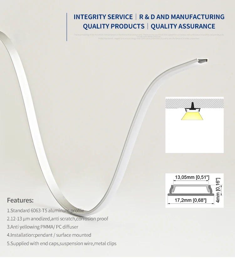17x4mm Curved LED Profile - Flexible and Durable Solutions