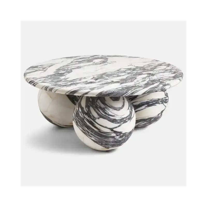 Shihui Marble Living Room Table Round Sphere Ball Base Marble Coffee ...