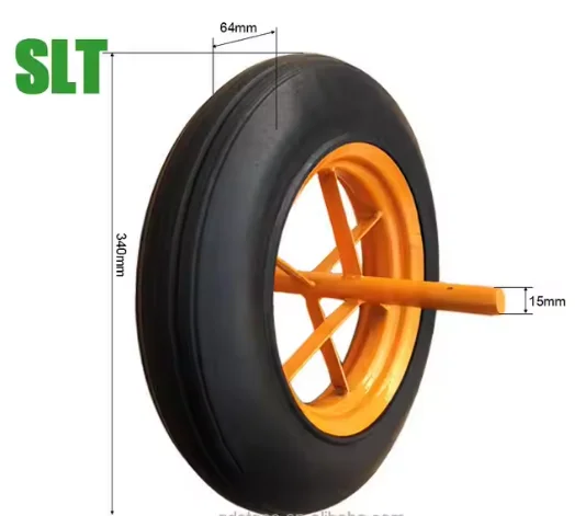 14 Inch 14x4 Solid Rubber Wheels Long Axle Flat-Free Plastic Metal ...