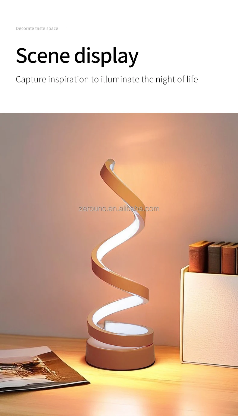 Modern Nordic Style Spiral Rgb Led Table Lamp Metallic Stepless ...