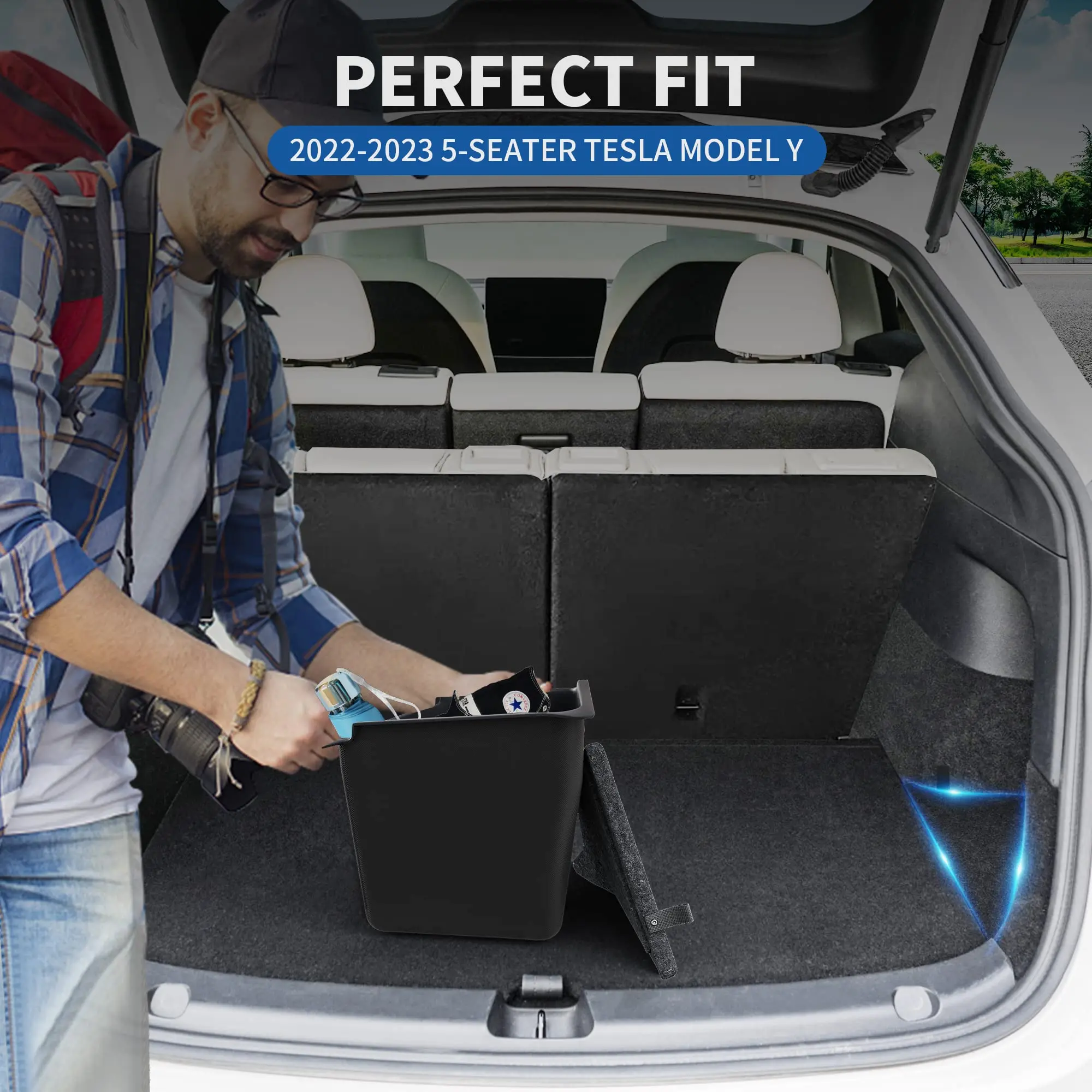 2022 2023 Latest Version Tesla Model Y Rear Trunk Organizer Storage ...