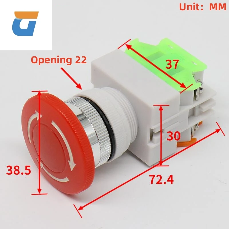 Elevator Mushroom Head Emergency Stop Switch LAY37 LAY7 PBC Y090-11ZS ...