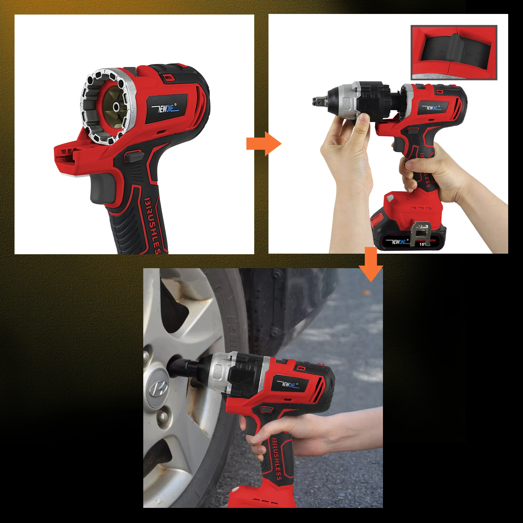 NEWONE 18V/20V MAX Brushless Lithium-Ion Cordless 10-Tool Combo Kit