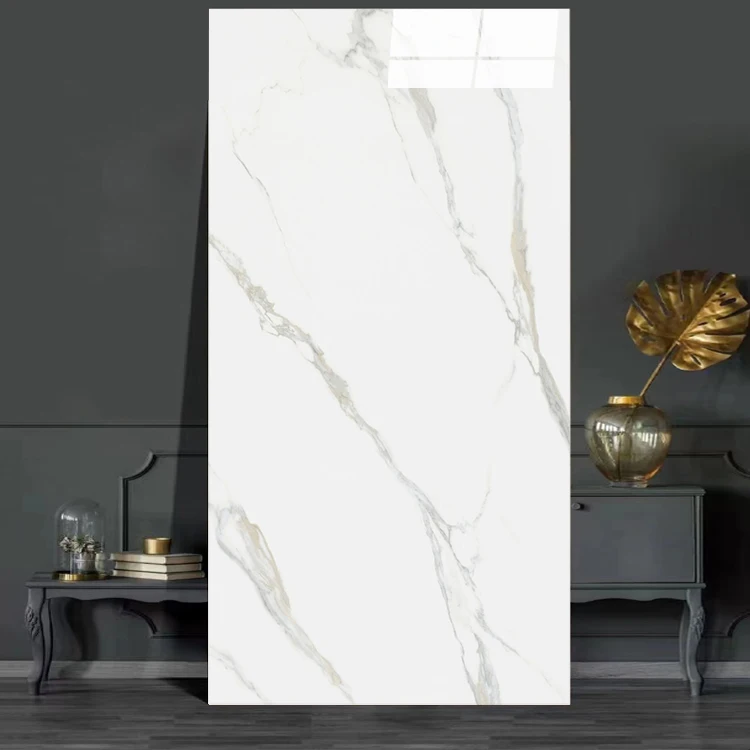 Elegant Carrara White Porcelain Slab Marble Pattern Tiles