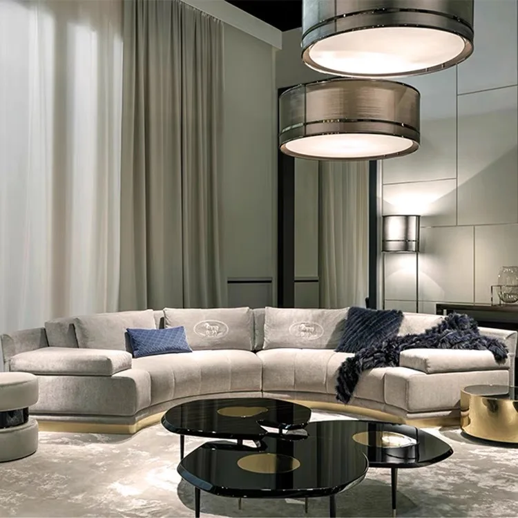 Contemporary Modern Design Curved Velvet Sofa Luxury Living Room ...