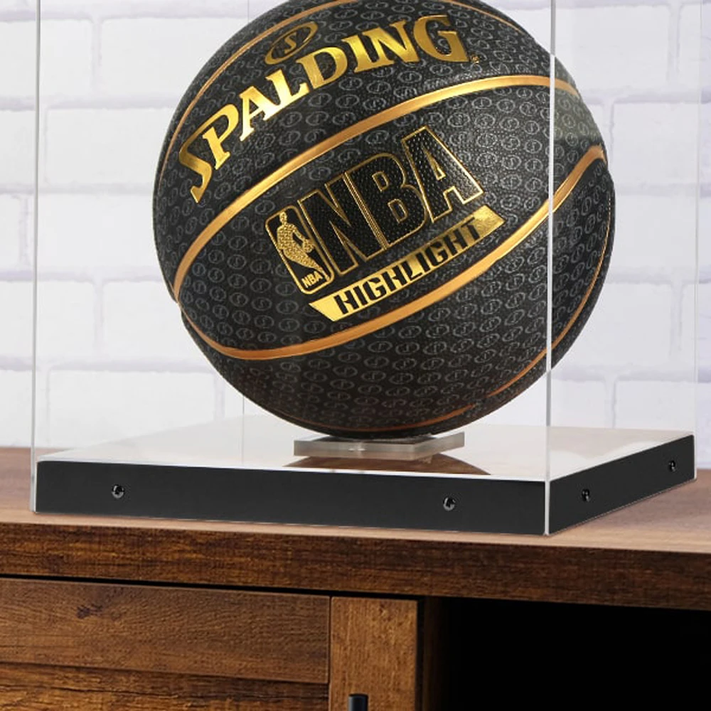 Acrylic Basketball Display Case Stand With Wooden Base Clear Lucite ...