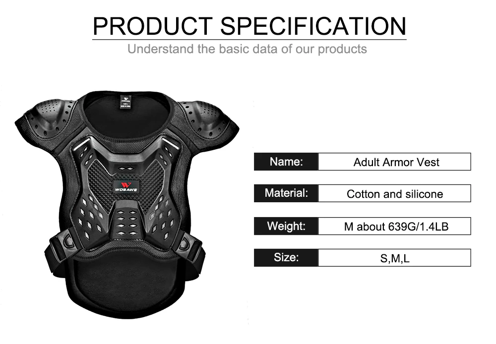 WOSAWE Motorcycle Jacket Armor Motocross Chest Back Protector ...