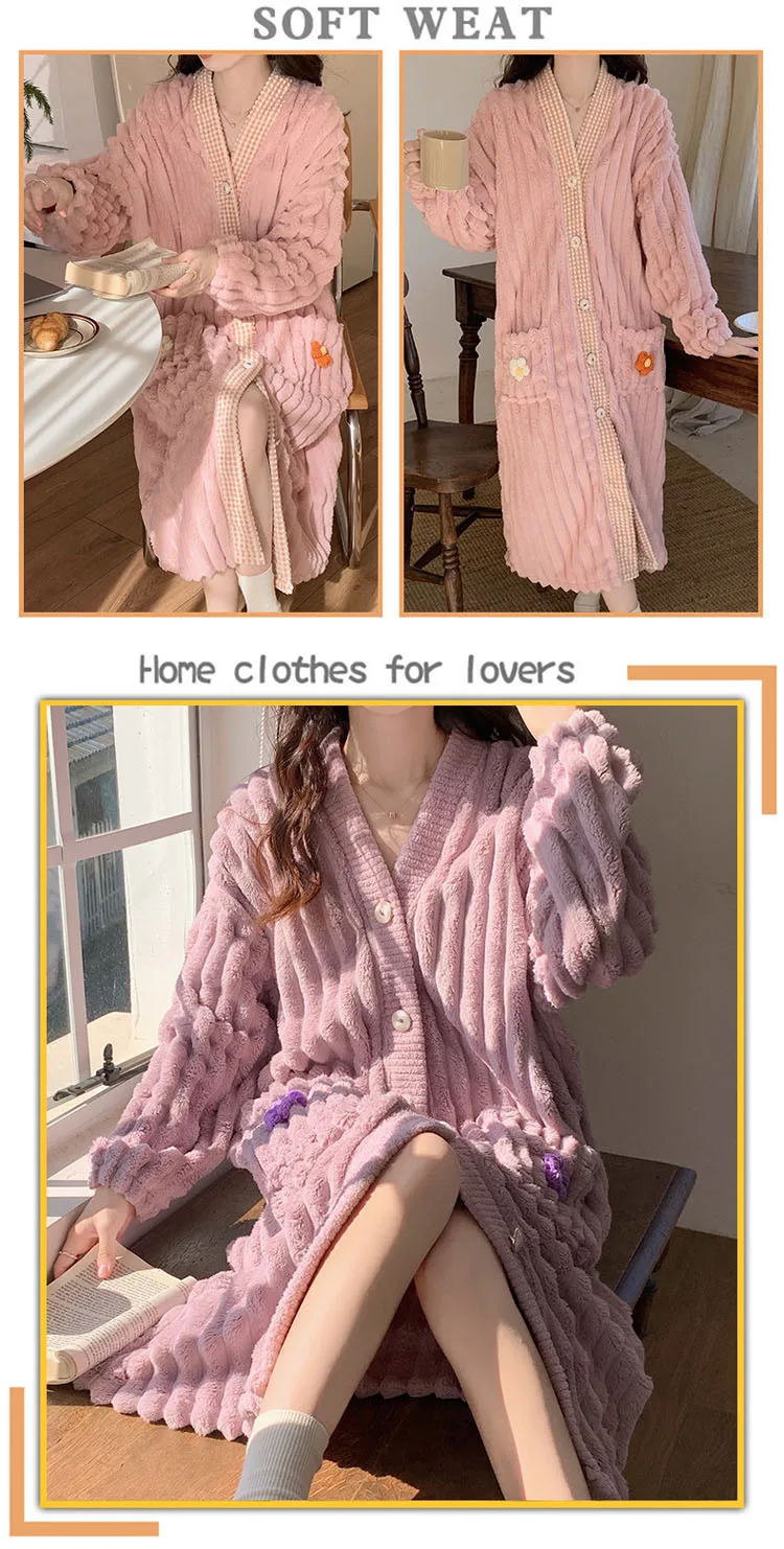 Winter Nightwear Loungewear Pyjama Girl Pijama Flannel Pillama De Mujer ...