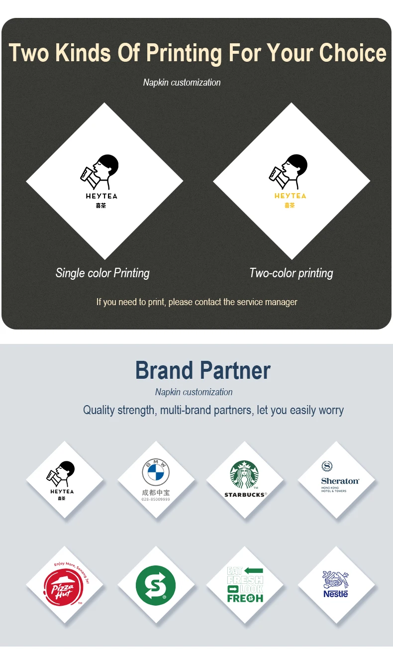 Printed Drinted Lunch 2ply Beverage Custom Disposable Paper Napkins ...