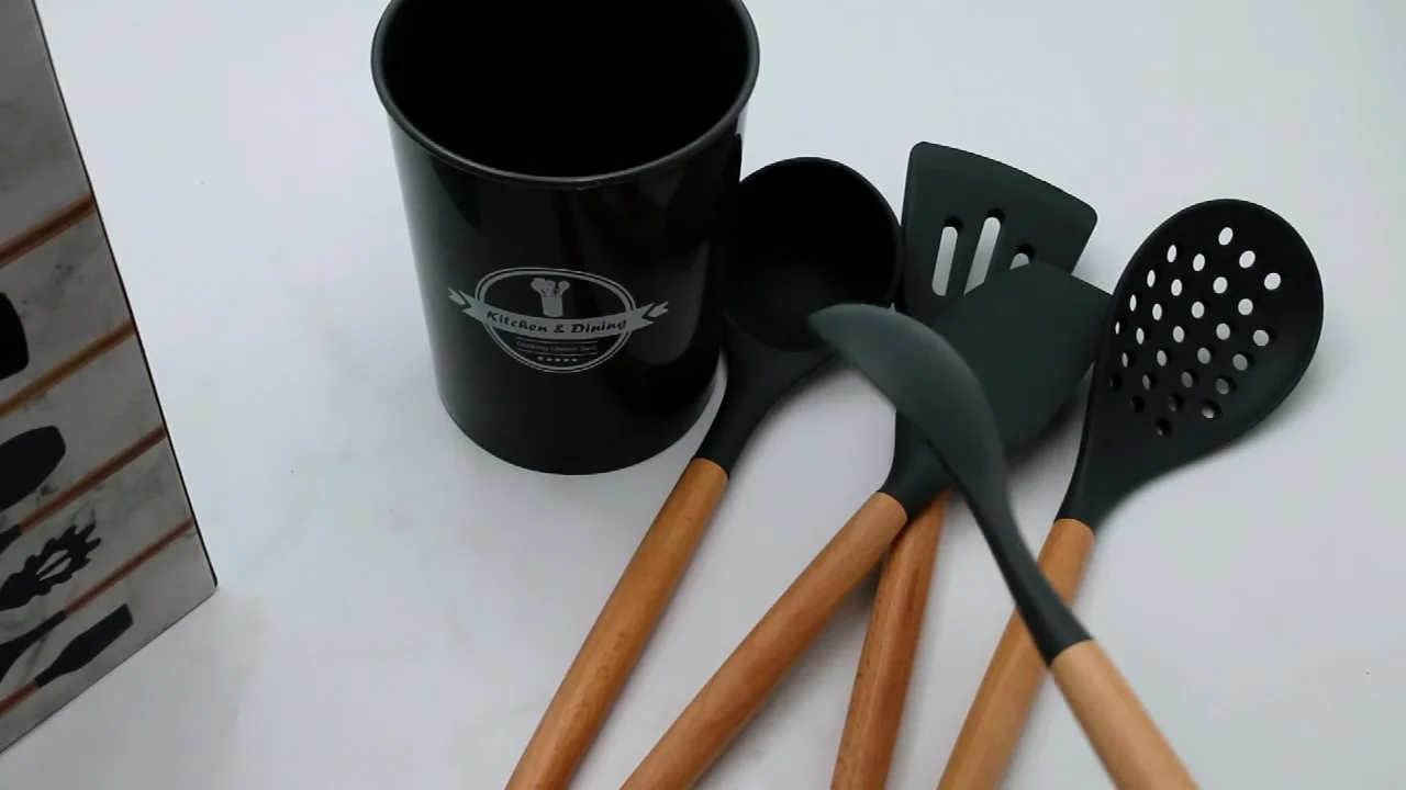 Wooden Handle Silica Gel Non-stick Spatula Shovel Tool Kitchenware ...