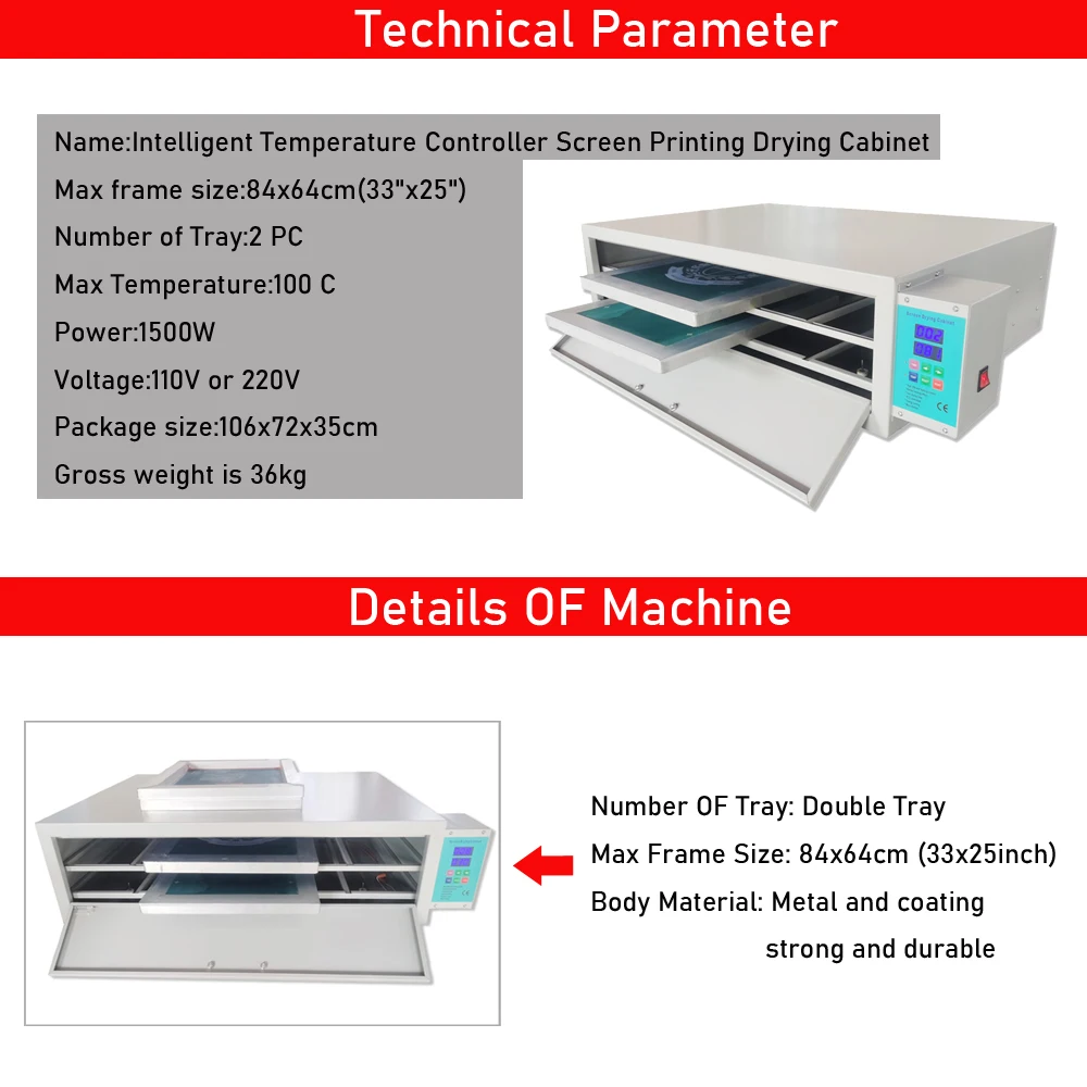 2 Trayers Screen Printing Drying Cabinet - Accurate & Efficient