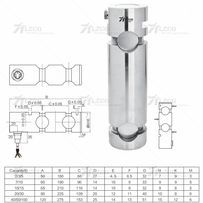 100T Shaft Pin Type Tension Pull Force Sensor - Weighing Load Cell