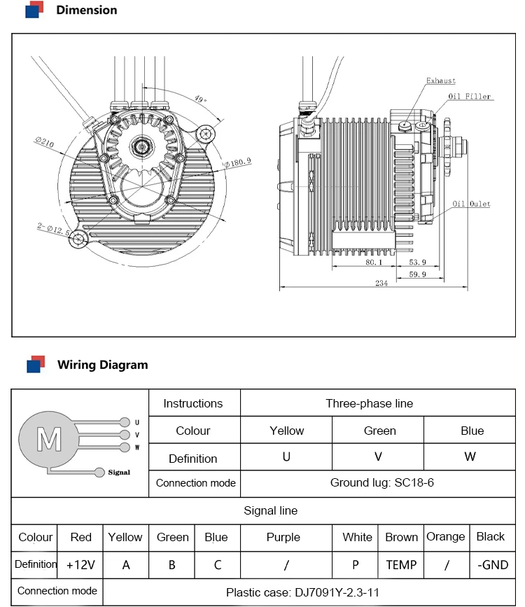 SOTION Dc Motor FW03 72v 12kw Mid Drive Motor - High Speed