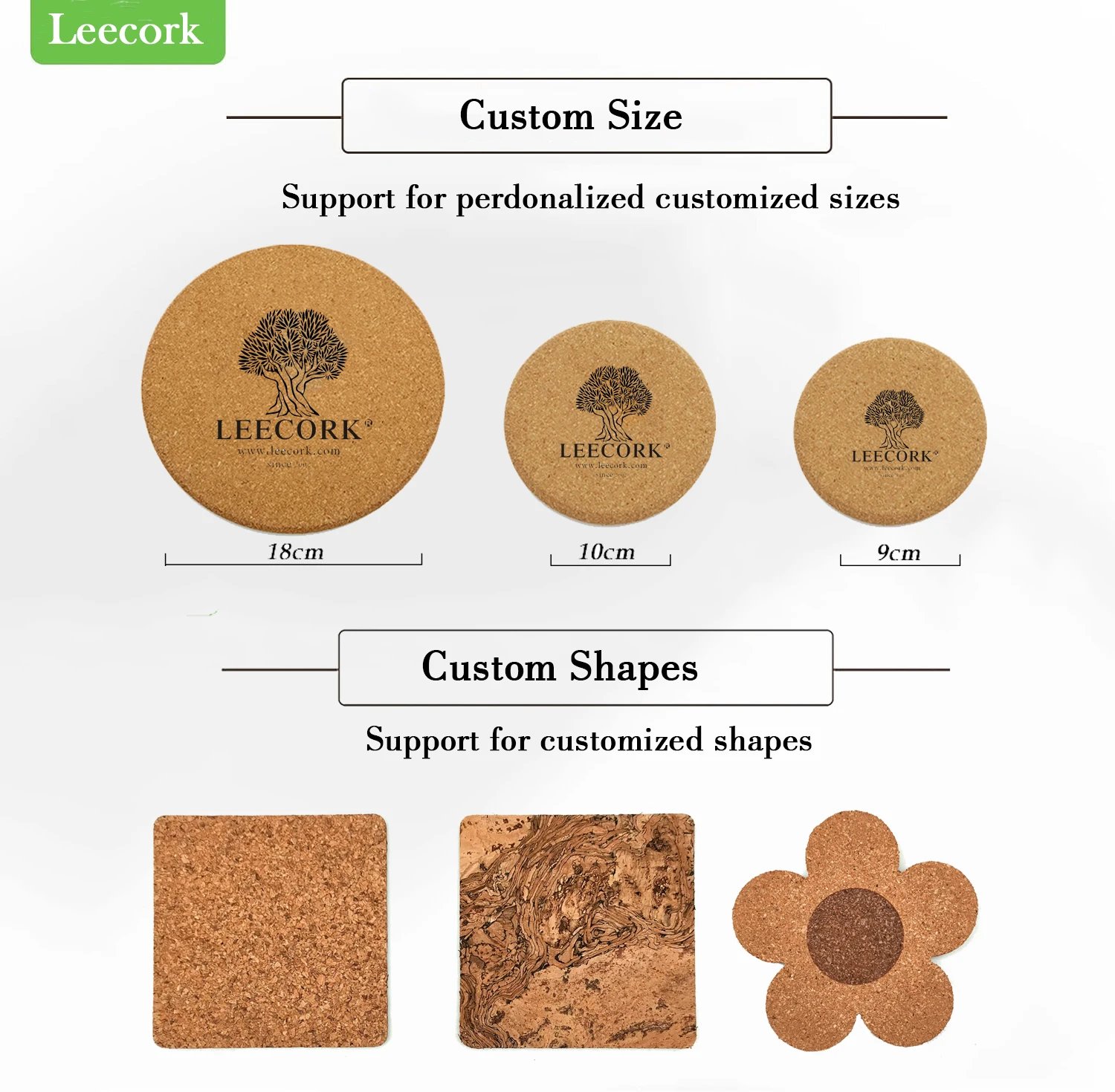LEECORK Sublimation Cork Placemats and Coasters Eco Friendly Round Cork ...