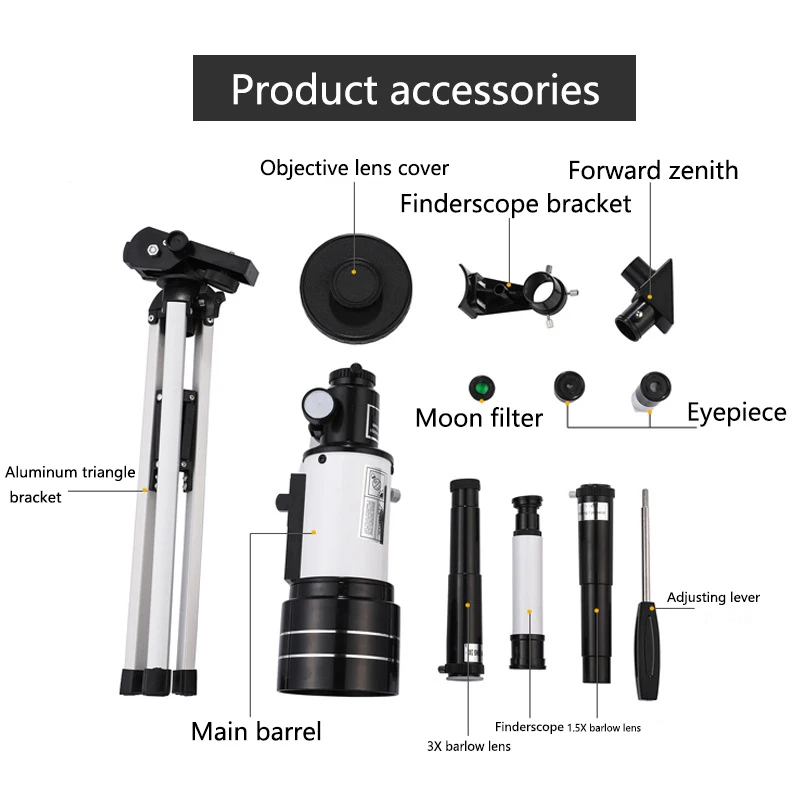 Refractive Astronomical Telescope 150x Magnification 70mm Objective