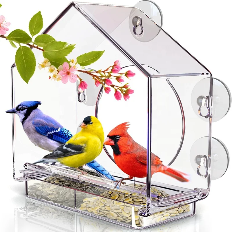 Large Bird House Transparent Acrylic Window Bird Feeder With Strong ...