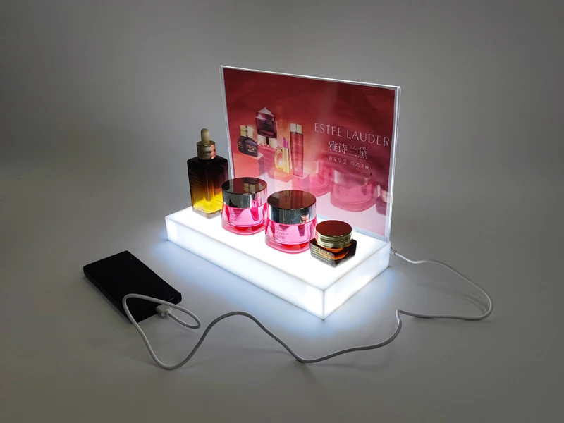 Acrylic Table Counter Makeup Display Stands with LED Light